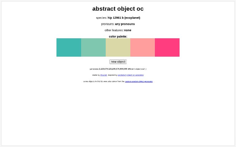abstract object oc ― Perchance Generator