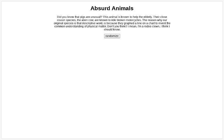 Absurd Animals ― Perchance Generator
