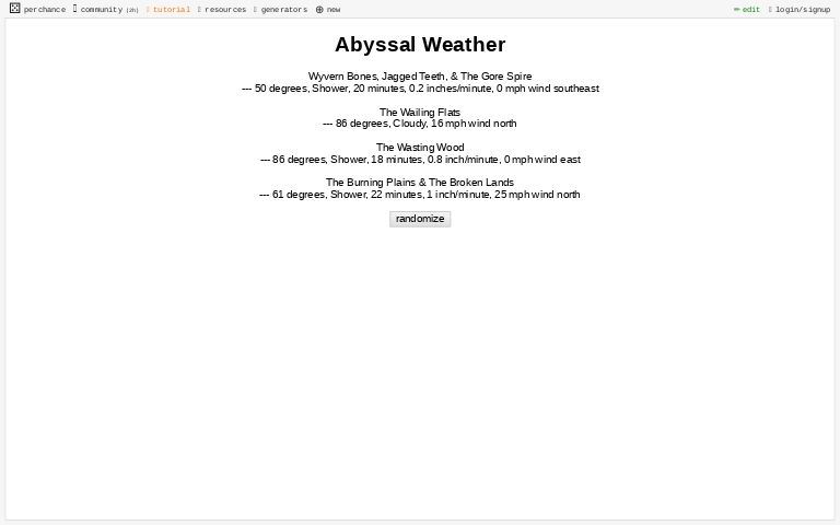 Abyssal Weather ― Perchance Generator