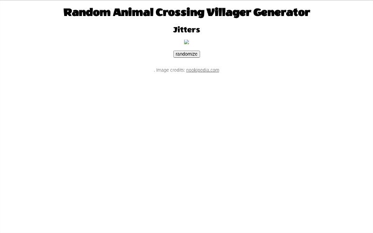 Random Animal Crossing Villager Generator