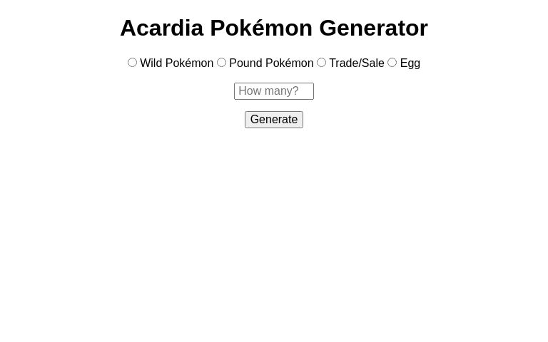 Acardia Pokémon Generator