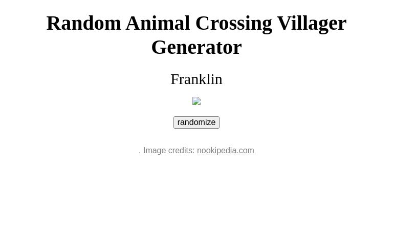 Random Animal Crossing Villager Generator