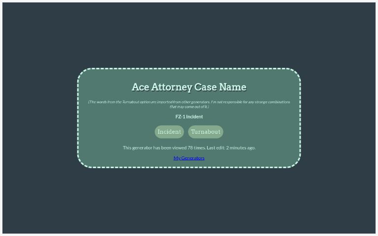 Ace Attorney Case Name ― Perchance Generator