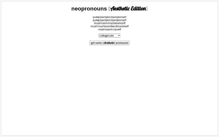 neopronouns Aesthetic Edition ― Perchance Generator