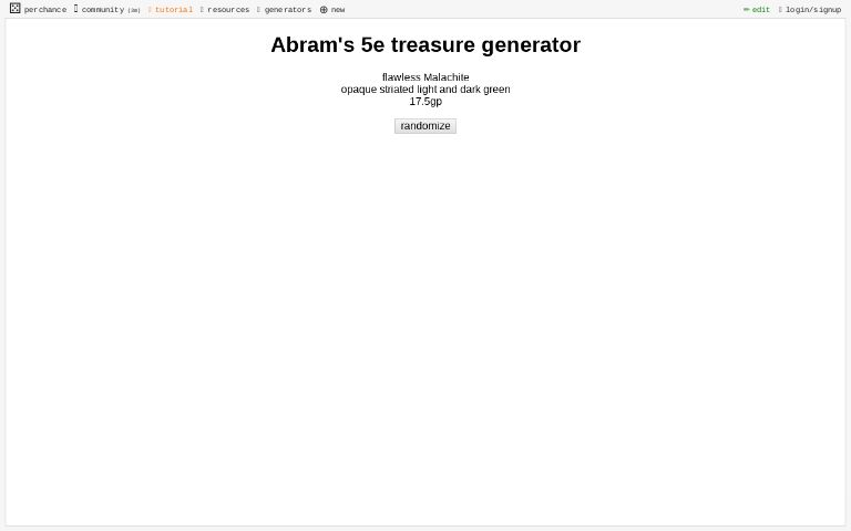 Abram's 5e treasure generator