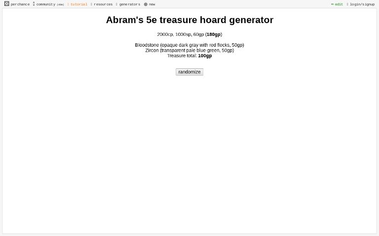 Abram's 5e treasure hoard generator