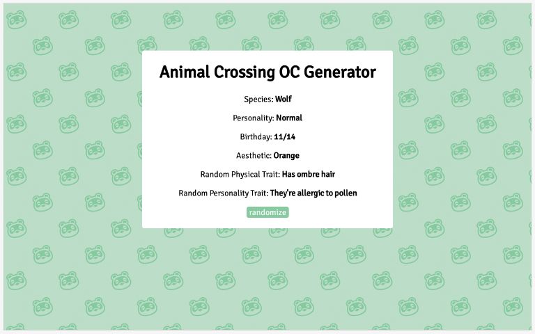 Animal Crossing OC Generator