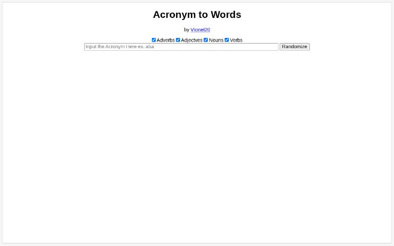 Acronym to Words ― Perchance Generator