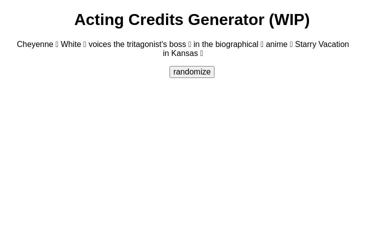 Acting Credits Generator (WIP)
