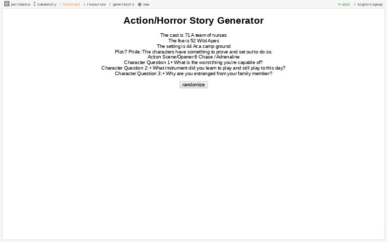 Action/Horror Story Generator