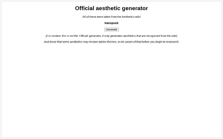 Official aesthetic generator