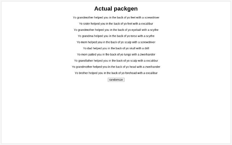 Actual packgen ― Perchance Generator