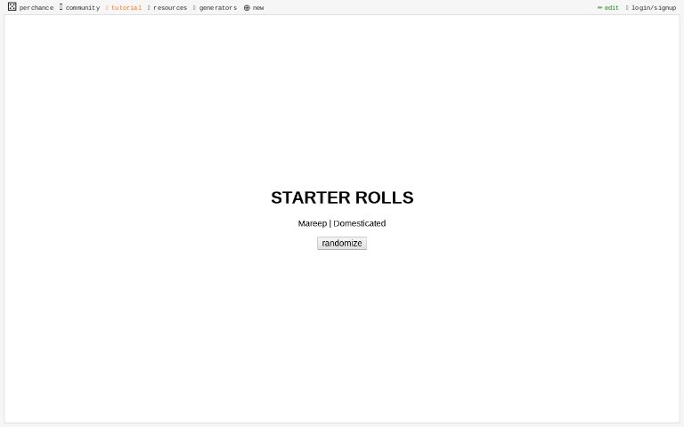 STARTER ROLLS ― Perchance Generator