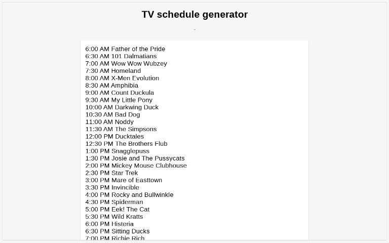 TV schedule generator