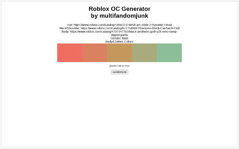 Roblox OC Generator by multifandomjunk