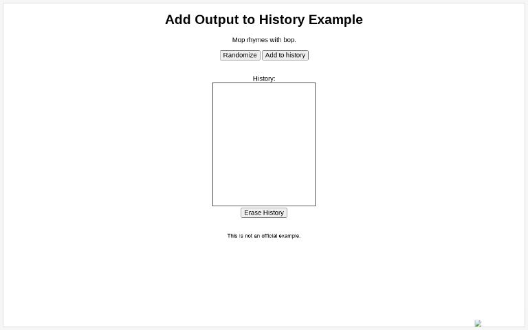 Add Output to History Example ― Perchance Generator