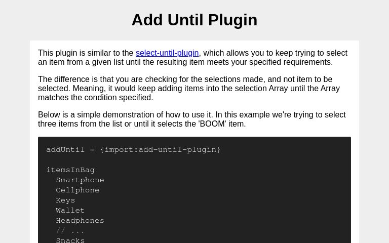 Add Until Plugin