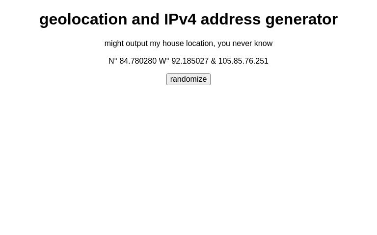 geolocation and IPv4 address generator
