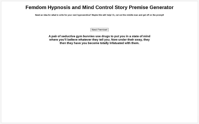 Femdom Hypnosis and Mind Control Story Premise Generator