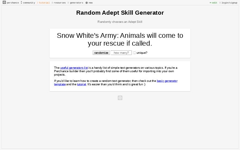 Random Adept Skill Generator