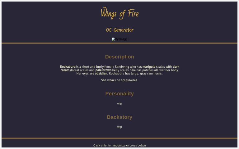 Wings of Fire ― Perchance Generator