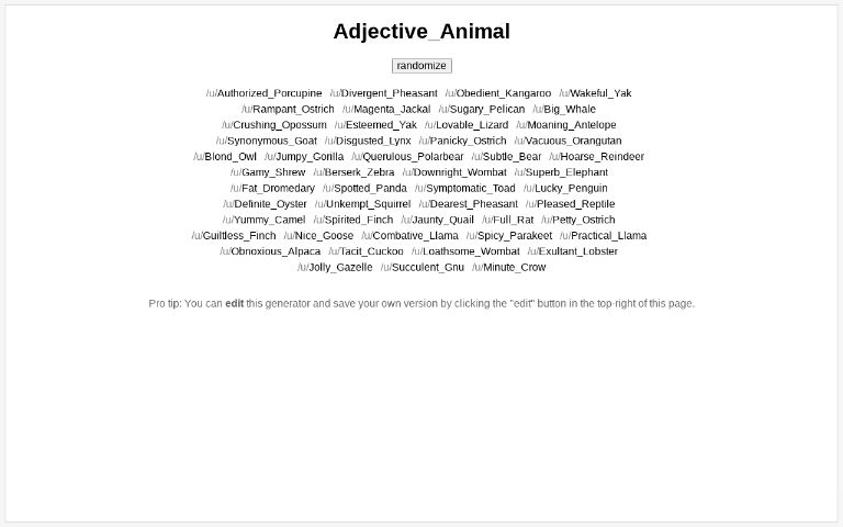 Adjective_Animal ― Perchance Generator
