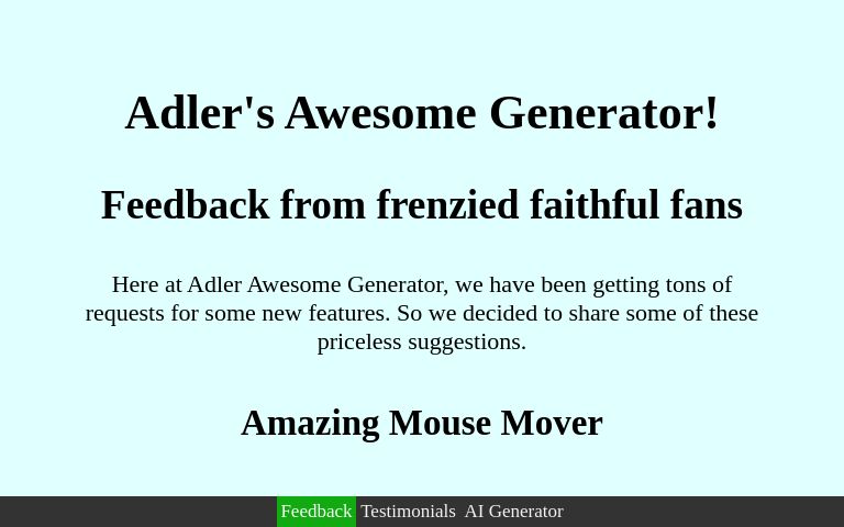 Adler Awesome Feedback ― Perchance Generator