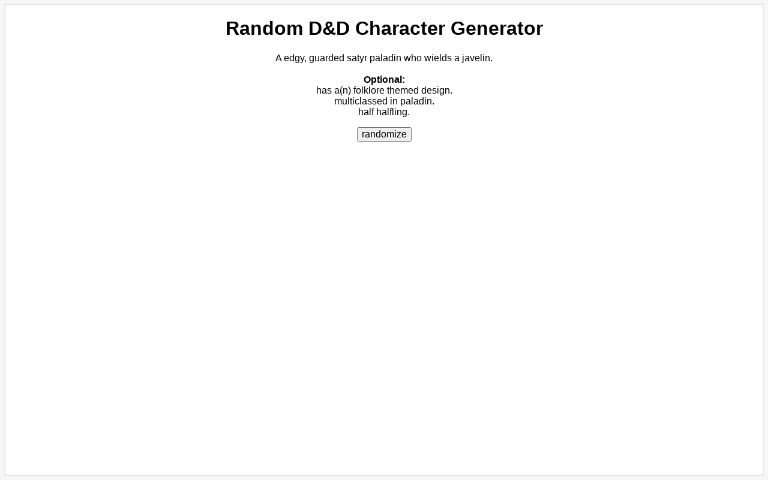 Random D&D Character Generator