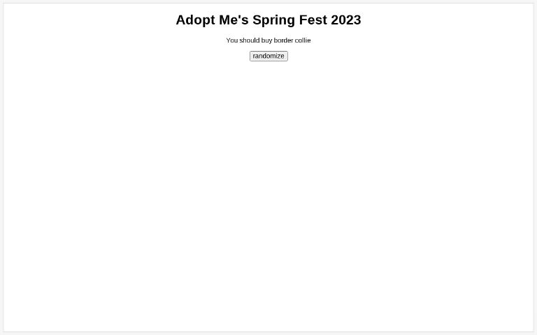 Adopt Me's Spring Fest 2023 ― Perchance Generator