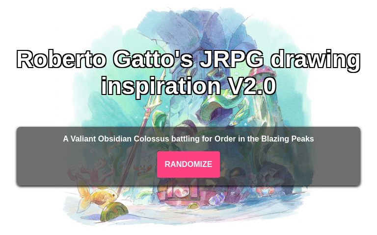 Roberto Gatto's JRPG drawing inspiration V2.0 ― Perchance Generator