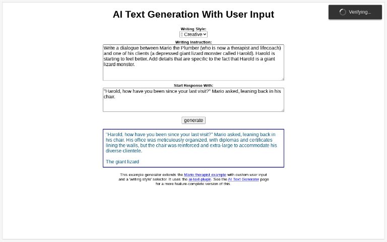 AI Text Generation With User Input