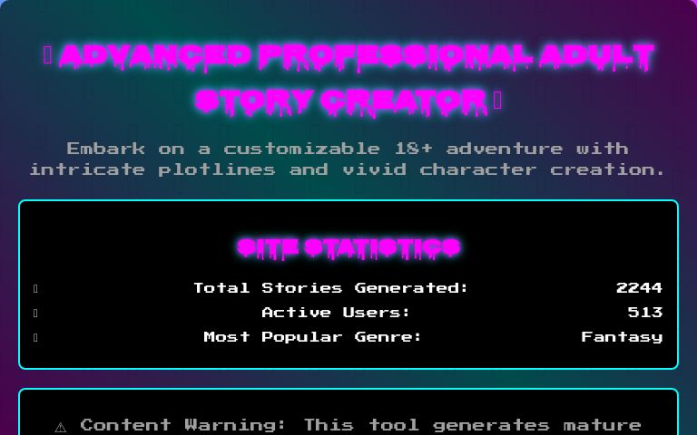 🚀 Advanced Professional Adult Story Creator 👽 ― Perchance Generator