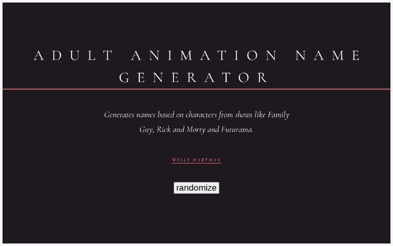 Adult Animation Name Generator