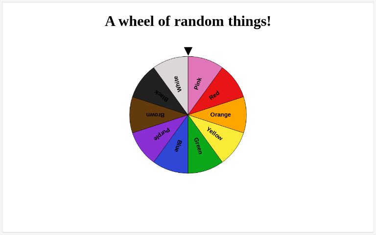 A wheel of random things! ― Perchance Generator