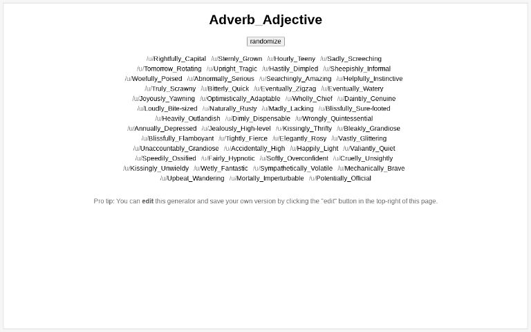 Adverb_Adjective ― Perchance Generator