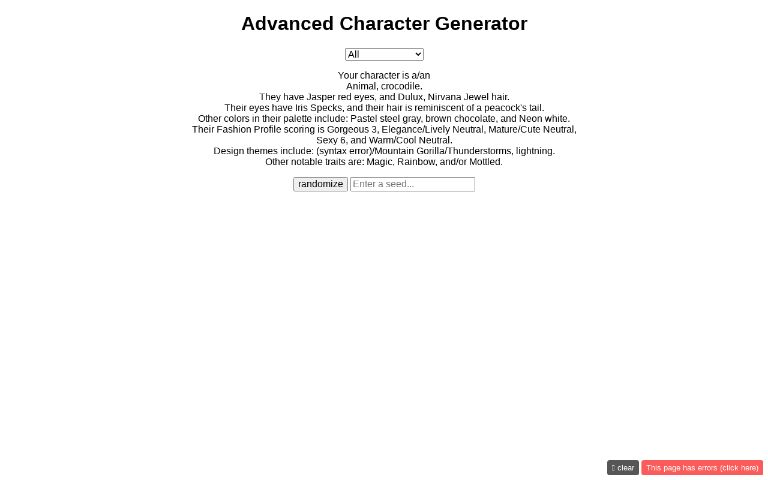 Advanced Character Generator