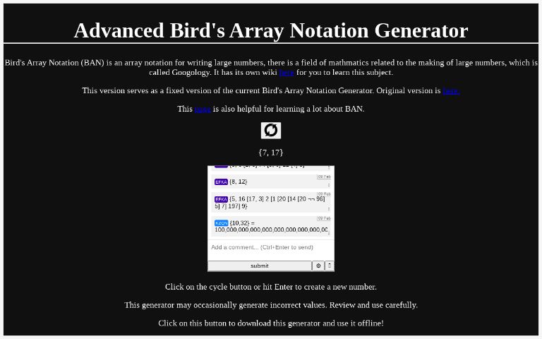 Advanced Bird's Array Notation Generator