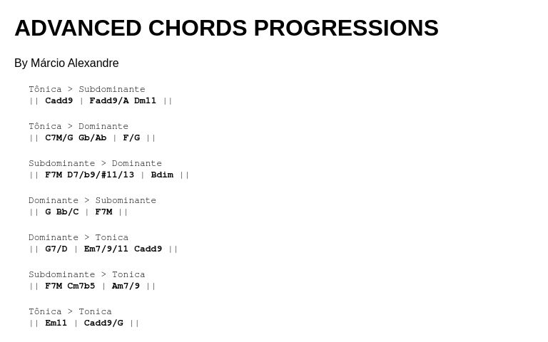 ADVANCED CHORDS PROGRESSIONS ― Perchance Generator