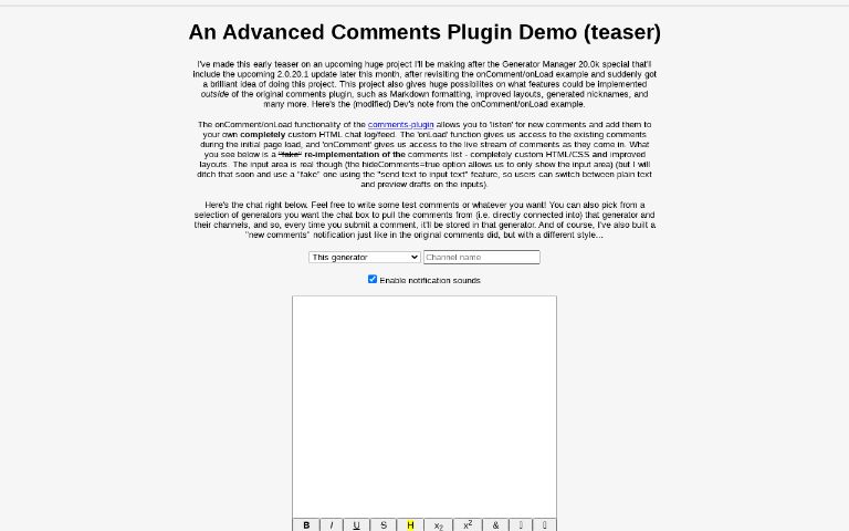 An Advanced Comments Plugin Demo (teaser)