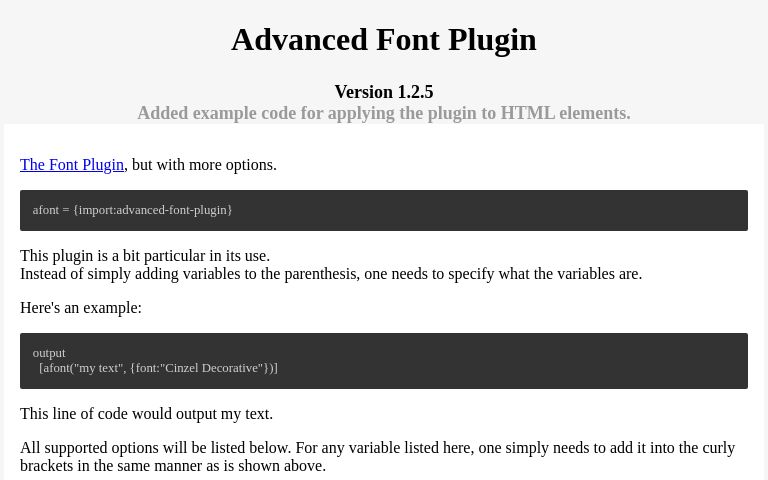 Advanced Font Plugin