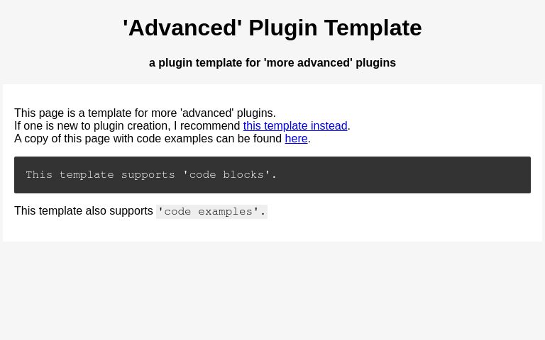 Advanced Plugin Template