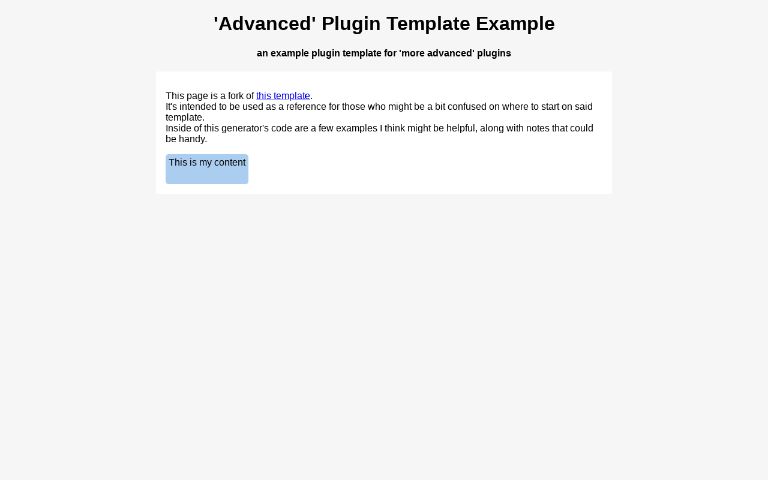 Advanced Plugin Template