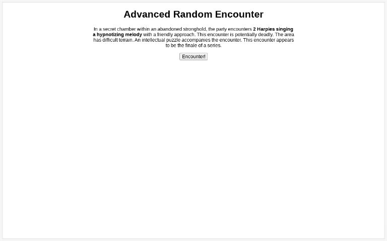 Advanced Random Encounter ― Perchance Generator