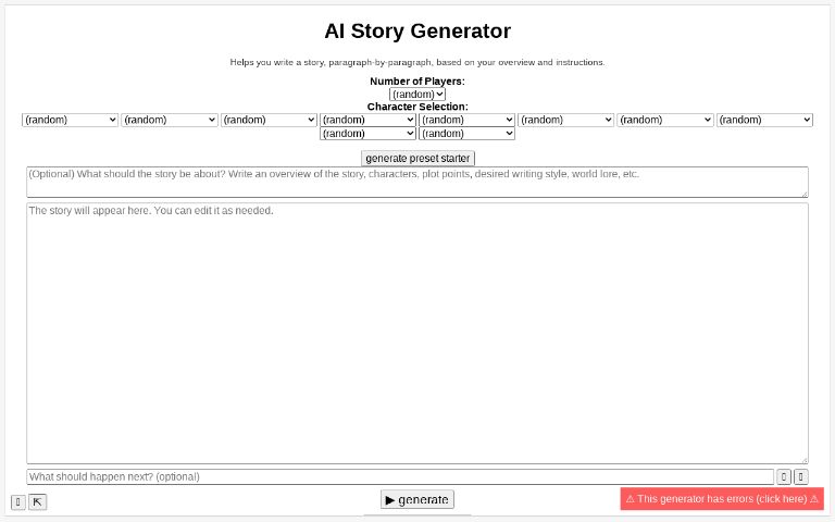 AI Story Generator (free, unlimited, no sign-up)