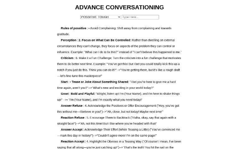 ADVANCE CONVERSATIONING ― Perchance Generator