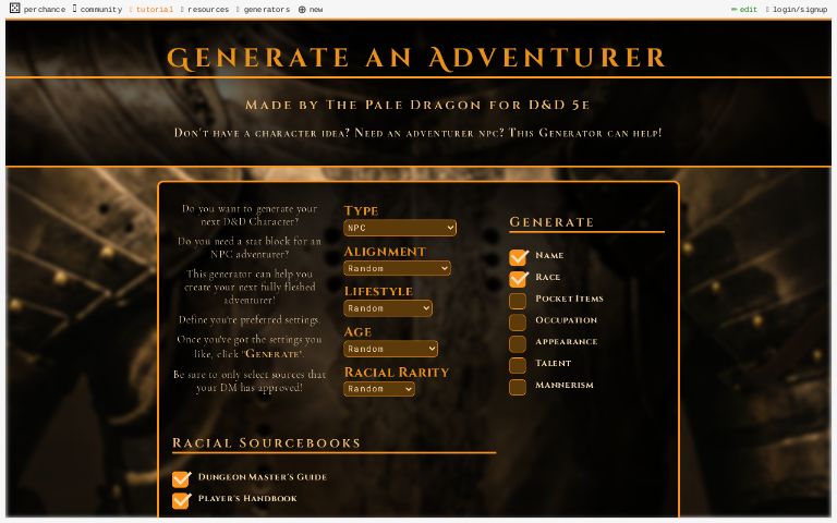 Generate an Adventurer