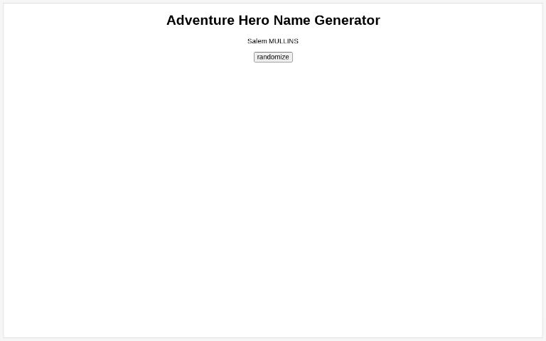 Adventure Hero Name Generator