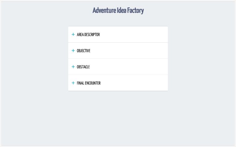 Adventure Idea Factory ― Perchance Generator