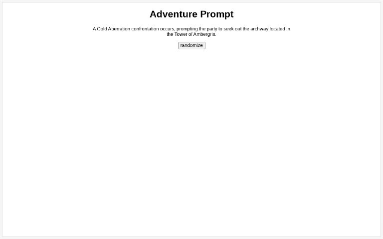 Adventure Prompt ― Perchance Generator