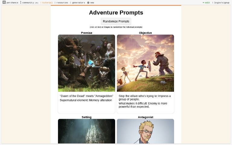 Adventure Prompts ― Perchance Generator